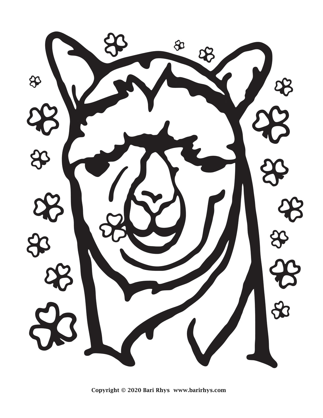 alpaca coloring page free printable